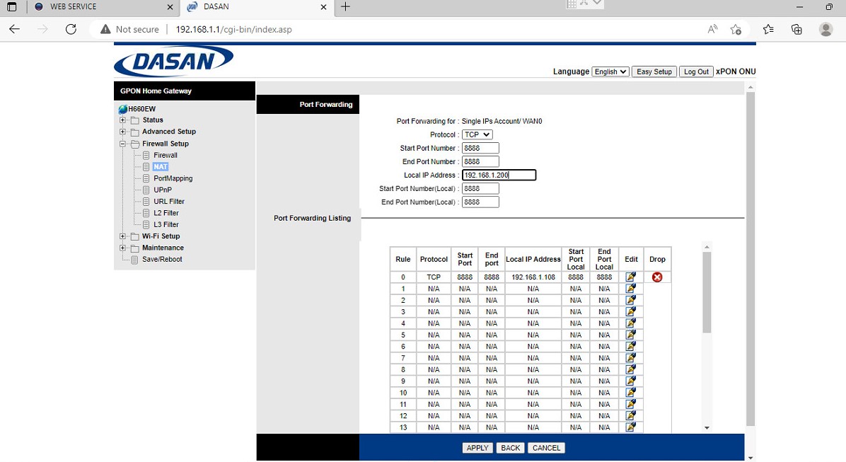 Hướng dẫn mở port (NAT Port) Modem DASAN H660EW - Chia Sẻ Kỹ Thuật về CCTV IT