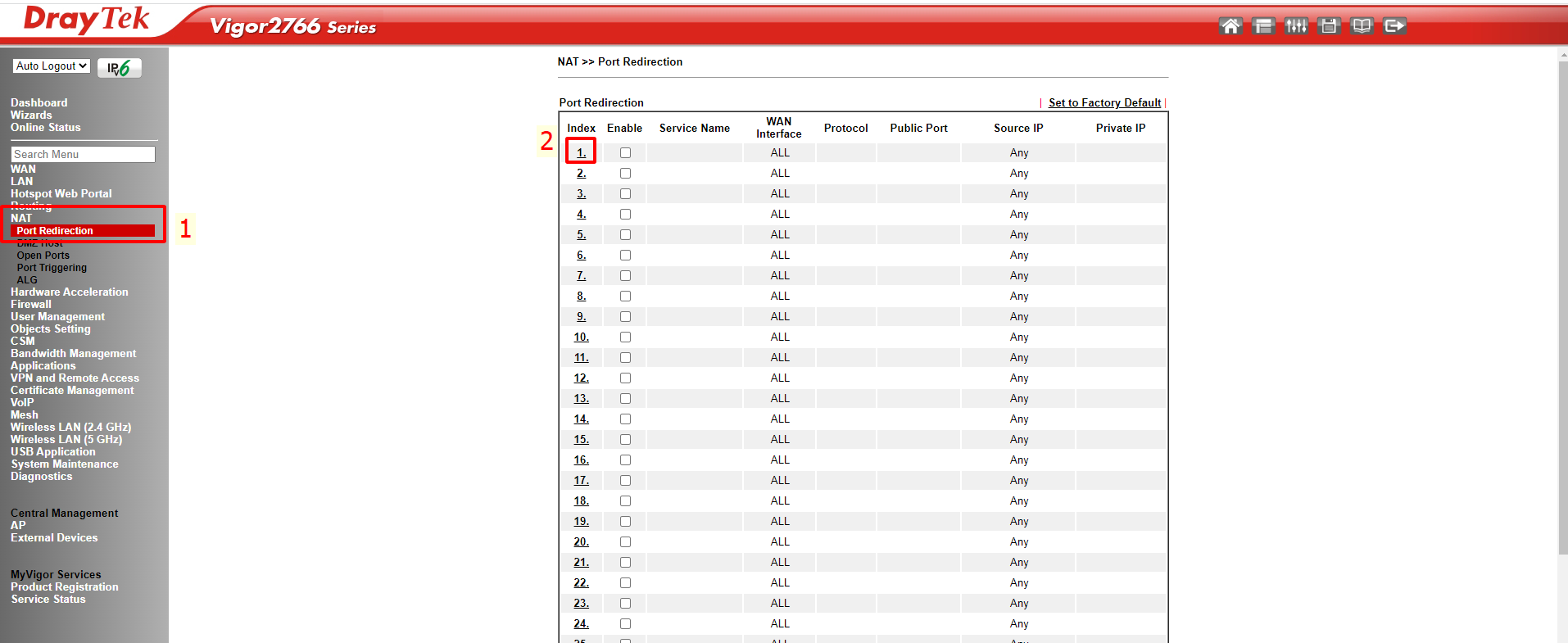 How to open the port (NAT Port) of Router Draytek Vigor 2766 Series