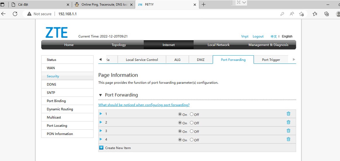 Hướng dẫn mở port (NAT Port) Modem VIETTEL ZTE F671Y - Chia Sẻ Kỹ Thuật ...