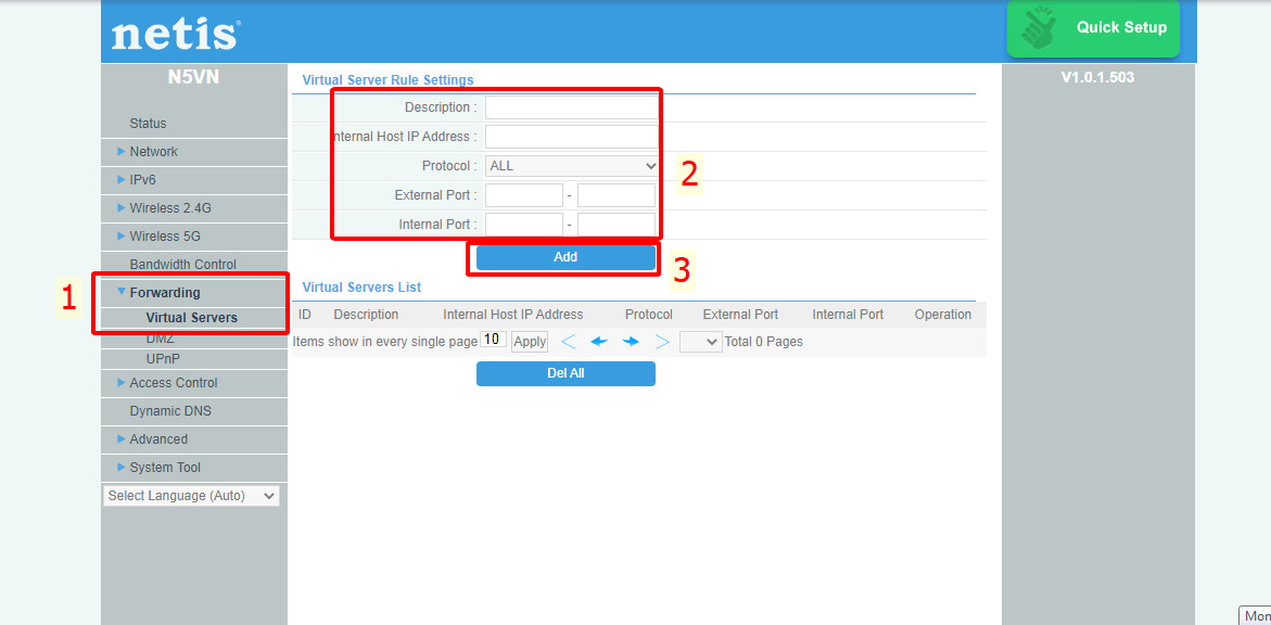 How to open the port (NAT Port) of Netis N5VN router